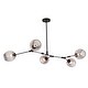 Transitional 5-Light Black Metal Chandelier With Smoke Glass Shades ...