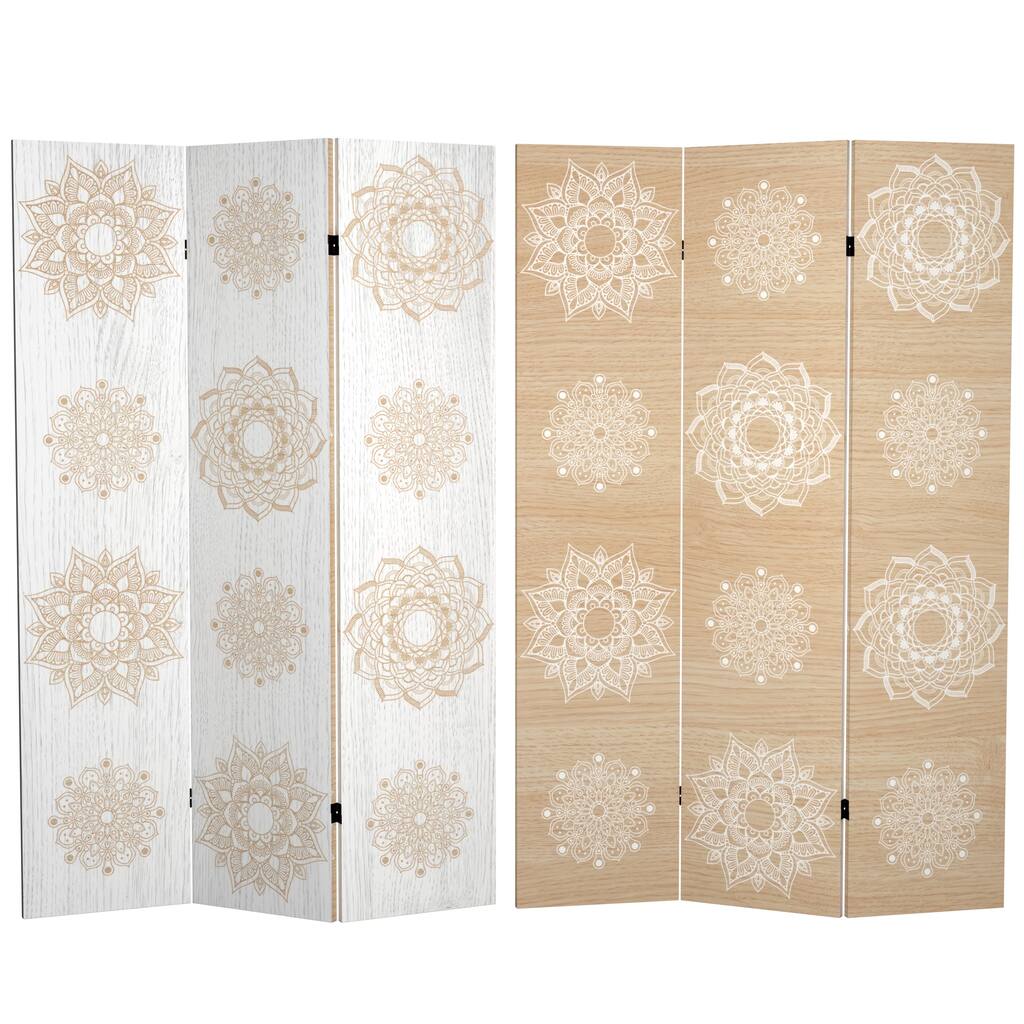 6 ft. Tall Double Sided Ethereal Leaves Canvas Room Divider - Overstock ...
