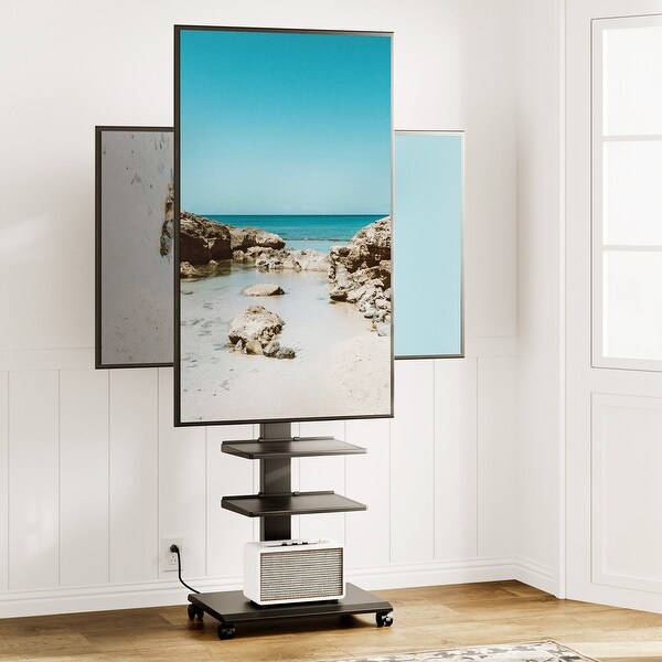 FITUEYES Rolling TV Stand with Wheels For 32 70 Inch TVs with Power Outlet and Two Shelf TV Console Hold Up To 88 Lbs On Sale Bed Bath Beyond 41986803