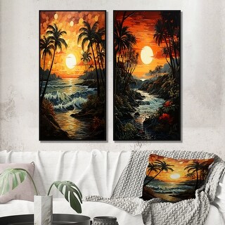 Designart "Palm Trees Tropical Pointillism VI" Palms & Palm Trees ...