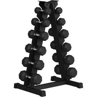 Premium Rubber Coated Hex Dumbbell Weight Set with Rack, Multiple ...