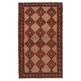 Hand-knotted Rizbaft Brown, Red Wool Rug - 3'2 x 5'10 - Bed Bath ...