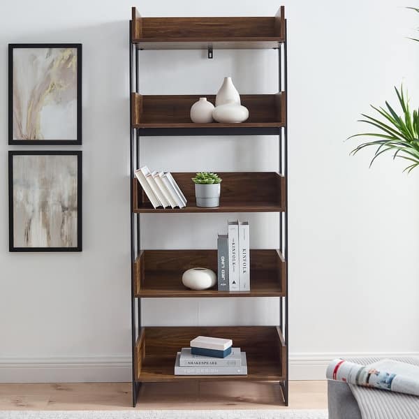 Walker Edison 64-inch Tall Metal Frame 5-Tray Bookshelf - Bed Bath ...