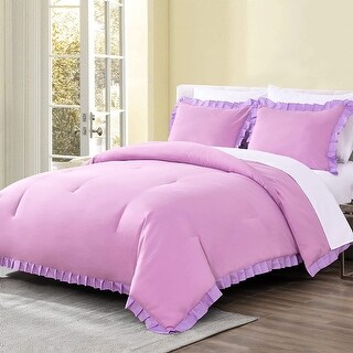 Shatex Ruffled Purple Comforter Set - Bed Bath & Beyond - 36273951