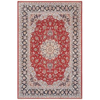 Canvello Silkroad Isfahan Large Red Area Rugs - 5' X 7'8" - Red - Navy ...