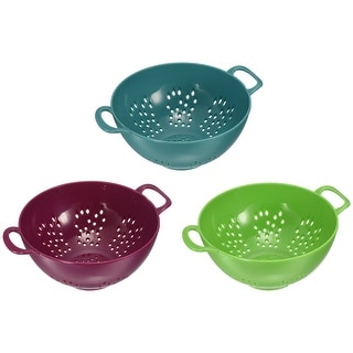 Plastic Deep Colander with Double Handles 3PCS, Rice Washing Bowl ...