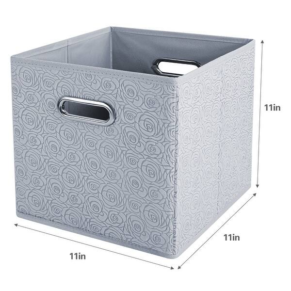 Foldable Cubes Storage Bins Fabric Boxes With Metal Handles Set Of 3