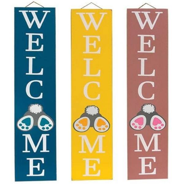 Bunny Bum Welcome Sign 3 Asstd. - 24” high by 6” wide by .5” deep - Bed ...