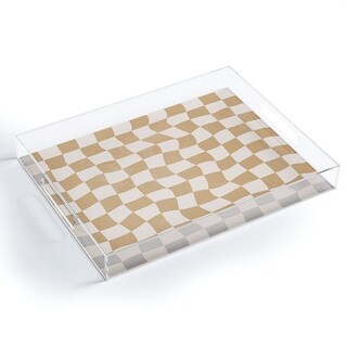 Avenie Warped Checkerboard Tan Acrylic Tray - Bed Bath & Beyond - 39497649