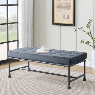 Mankato Grey and Sandy Grey Tufted Bench - Bed Bath & Beyond - 37970593