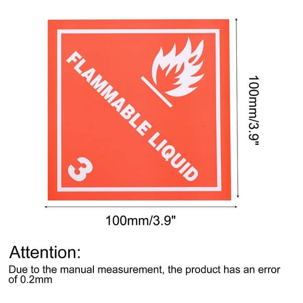 Flammable Liquid Hazardous Class 3 Warning Stickers Adhesive Labels Red ...