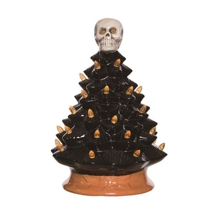 Transpac Dolomite 10 in. Multicolor Halloween Light Up Vintage Tree ...