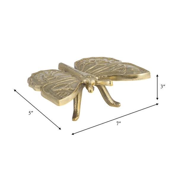 7" Metal Butterfly Table Decor Aluminum Metallic Gold Glam Butterfly ...