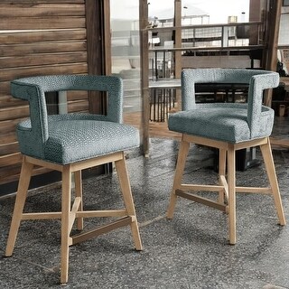 LSI Swivel Counter Stool with Back Support, Solid Wood Frame, Bronze ...