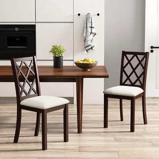 2/4 PCS Wood Dining Chairs High Back Kitchen Chair w/Cushion Seat - Bed ...