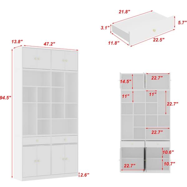 Multi-Compartment Storage BookShelf Chic Organizer Cupboard Display ...