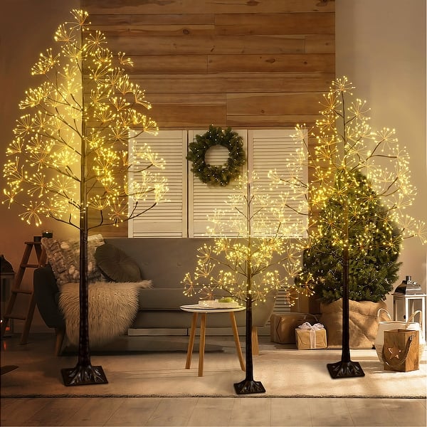 3-Piece Brich Tree Light 4FT & 5FT & 6FT, Lighted Christmas Tree ...
