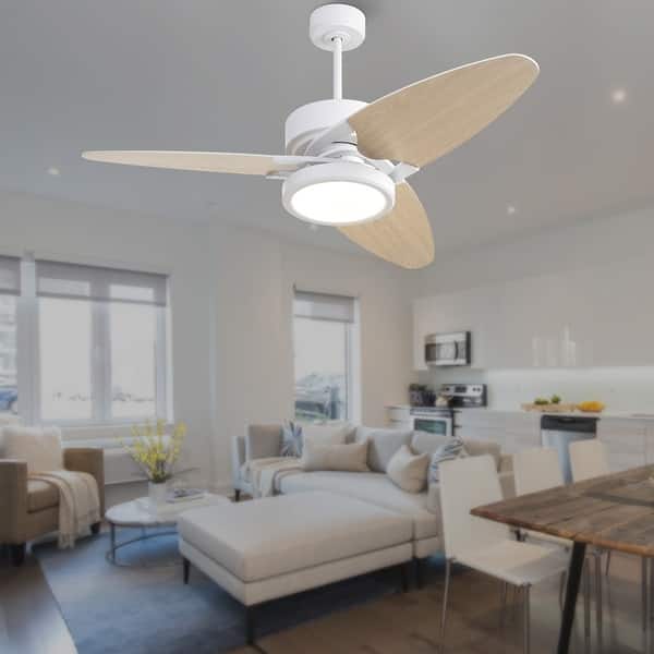 52-inch Modern 5-Speed Ceiling Fan with LED Light and Remote Control ...