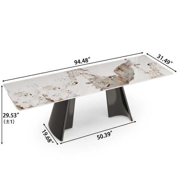 63"-94" Expandable Kitchen Marble Table Dining Table, Versatile Table ...