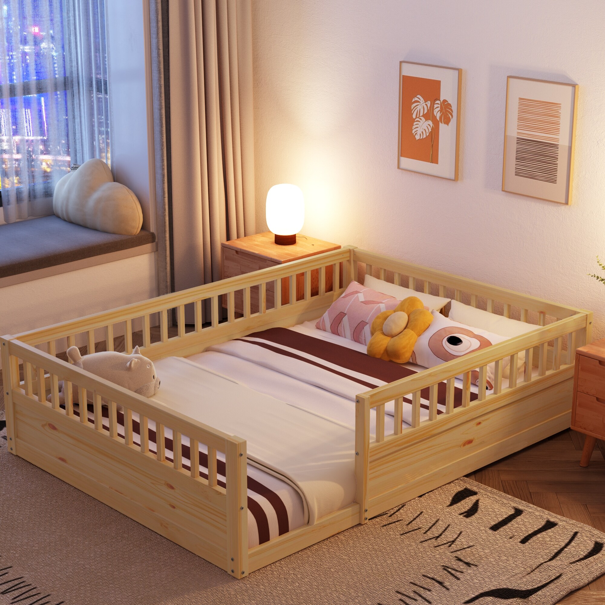 Floor bed frame single store