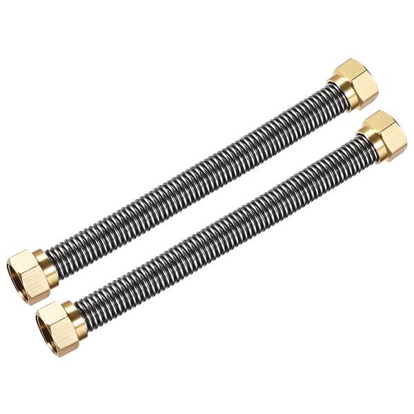 Corrugated Stainless Steel Water Line 7.8" G1/2 Female Connector, 2pcs ...