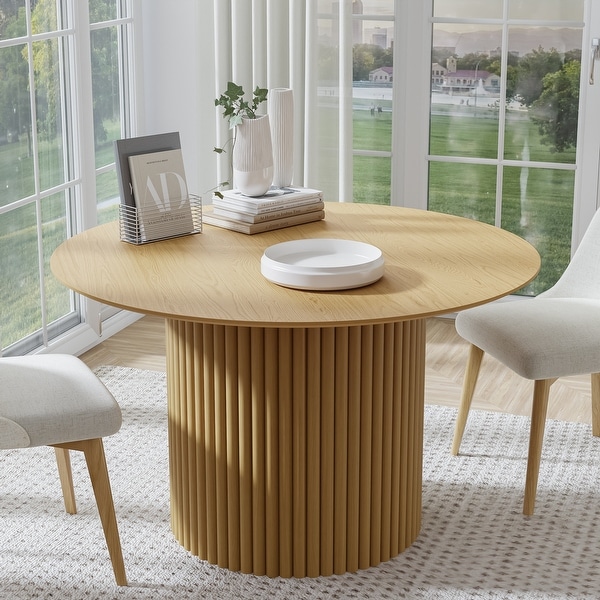 Lumioca Abberton Oak Wood Column Base Round Dining Table On Sale Bed Bath Beyond 40653850