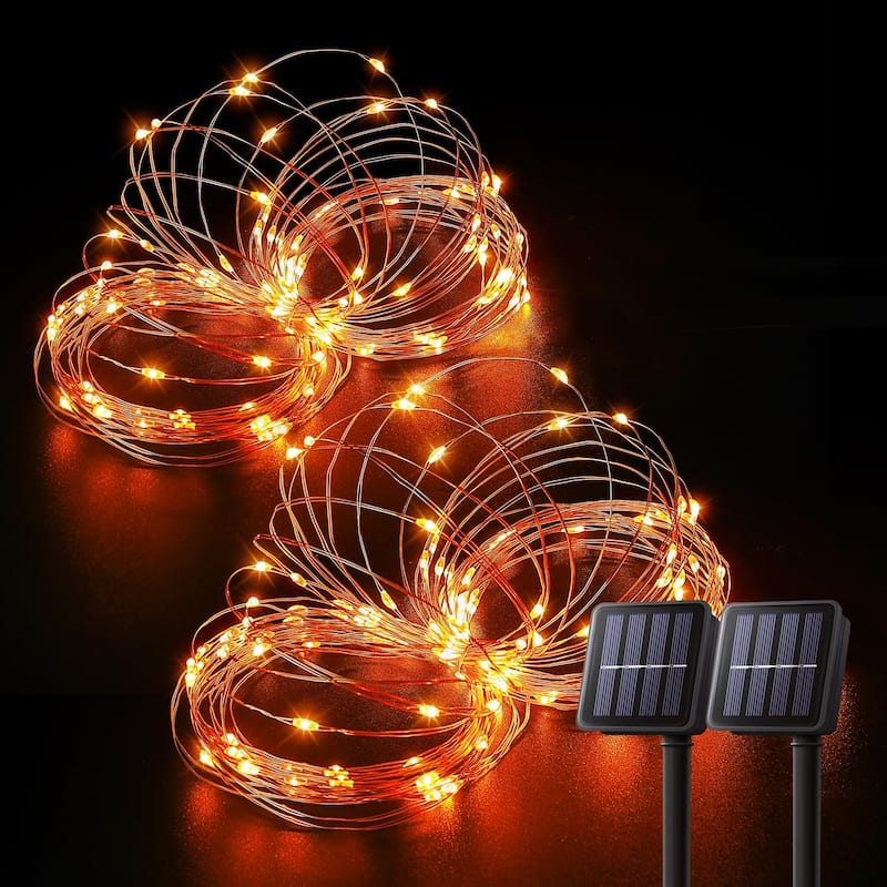 Solar Fairy Lights Outdoor LED Solar Powered String Lights - 2 Pack ...
