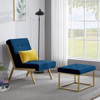 Velvet Chair & Ottoman Sets Living Room Accent Chair Tufted Design with ...
