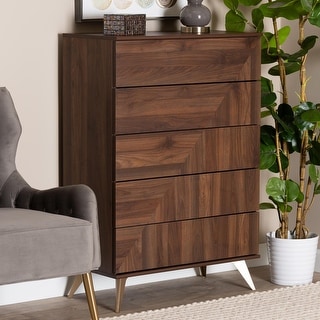 Graceland Mid-Century Modern Transitional Walnut Brown Finished Wood 5 ...