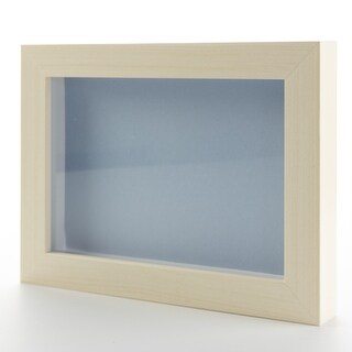 White Wash 6x6 Wood Shadow Box with Blue Acid-Free Backing - With 5/8 ...