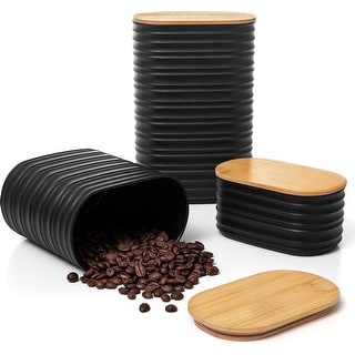 Stackable Airtight Food Storage Containers with Bamboo Lids - 3-Piece ...