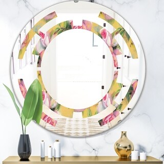 Designart 'Hand' Printed Modern Round or Oval Wall Mirror - Space - Bed ...
