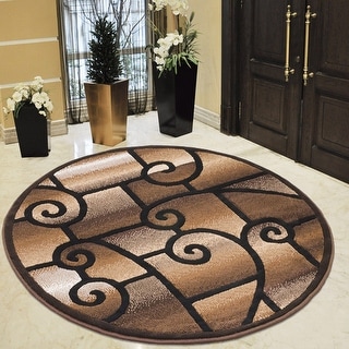 HR Brown, Beige, Chocolate, Multi Modern Area Rugs-Abstract with Wavy ...