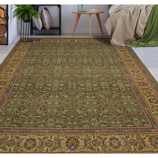 Noori Rug Turkish-Knotted Ankara Gillian Green/Yellow Rug - 9'2 x 12'2 ...