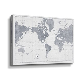 World Map Gray No Words Gallery Wrapped Canvas - Bed Bath & Beyond ...