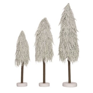 Set of 3 Off-White Artificial Christmas Winter Wonderland Trees 2 ...