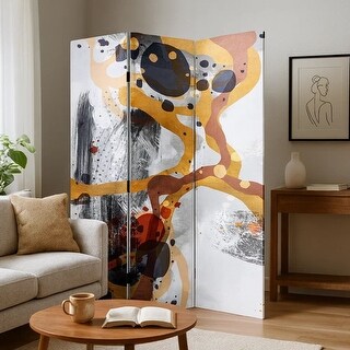 72 Inch 3 Panel Canvas Room Divider with Splash Print,Multicolor - Bed ...