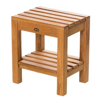 Teak Shower Bench Coach 16" (40 cm) with shelf - Bed Bath & Beyond ...