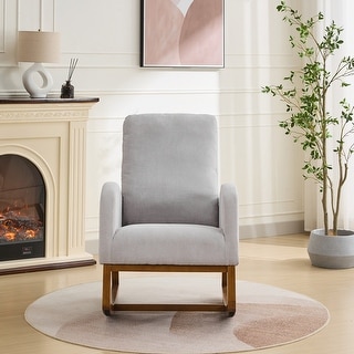 27.2"W Rocking Chair Light Gray Side Chair with High Back and Side ...