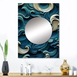 Designart "Blue And White Wave Tiles Impressions II" Abstract Modern ...