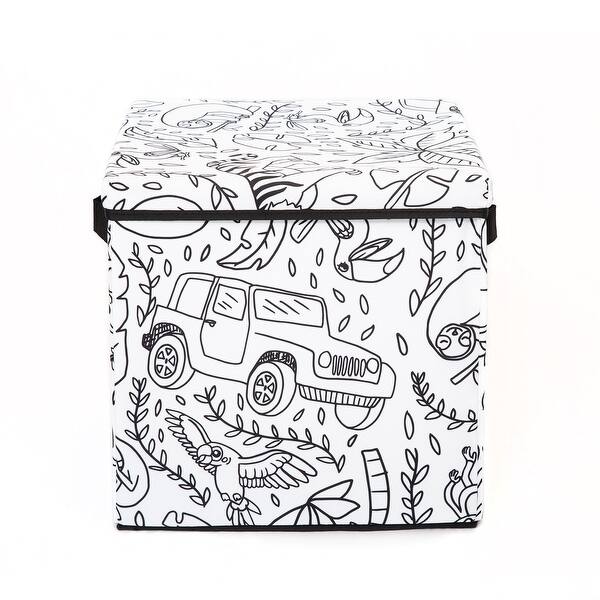 Kid's Coloring Storage Cube with Lid (includes 4 Pack Of Washable ...