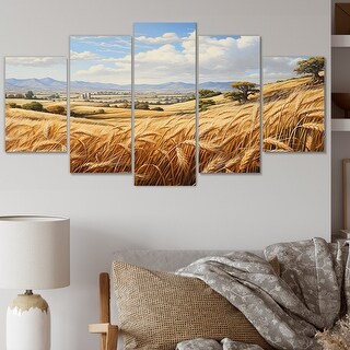 Designart "Wheatfield On A Summers Day Rural Farmland" Meadow ...