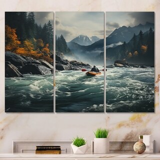 Designart "River Reflections II" Lakes & Rivers Canvas Wall Art Set ...