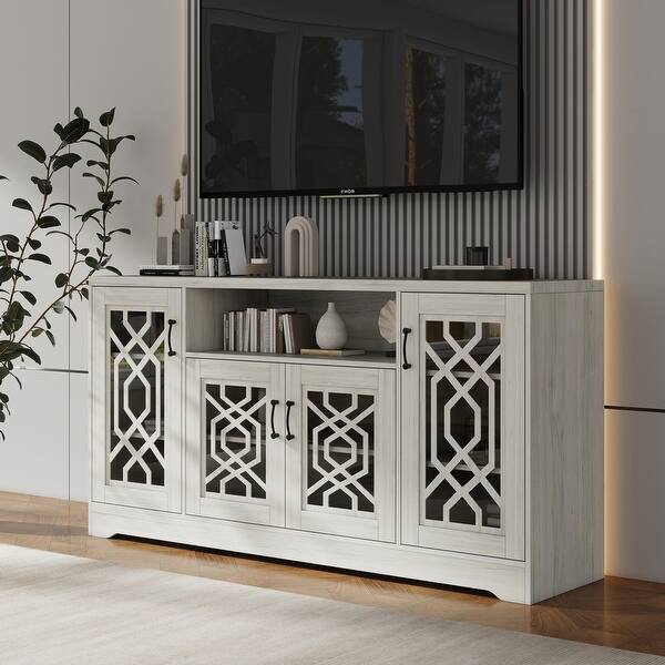 Rustic Media Console with Storage Shelves - Bed Bath & Beyond - 42020950