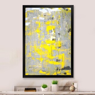 Designart "Yellow And Gray Merging Abstract VI" Modern Framed artwork ...