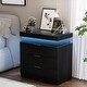 Modern Nightstand with Charging Station and LED Lights,Night Stand with ...