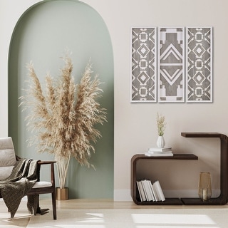 3-piece wood wall grey decor set cotton mandal two-tone - Bed Bath ...