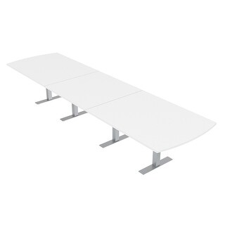 20 Person Arc Rectangle Powered Modular Conference Table Square Bases ...