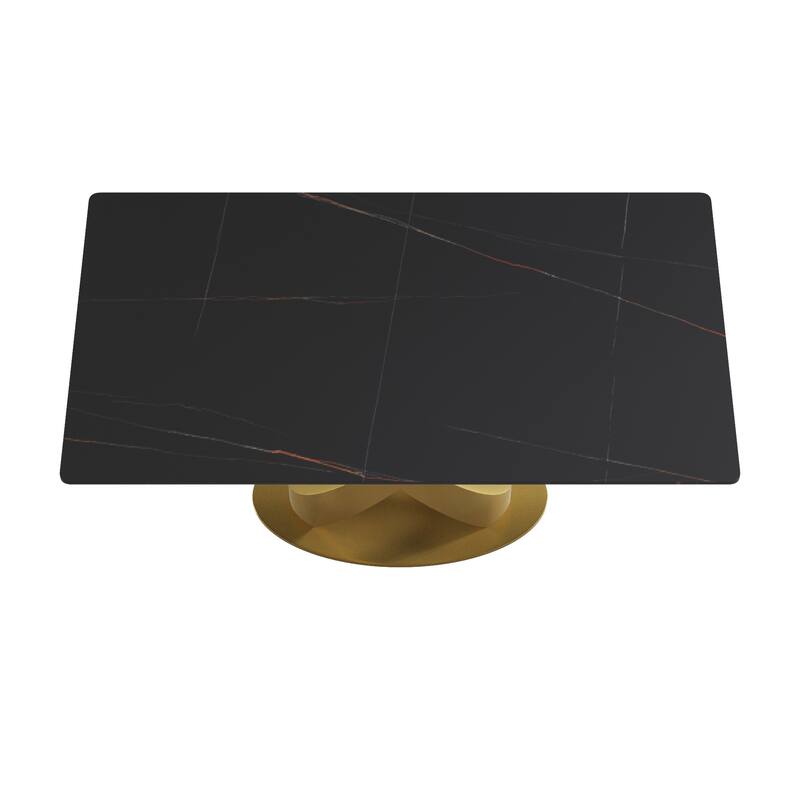 Black 71" Modern X-base Rectagular Marble Dining Table - Overstock ...