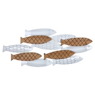 Stratton Home Decor Coastal Wood and Metal White Fish Wall Decor - Bed ...
